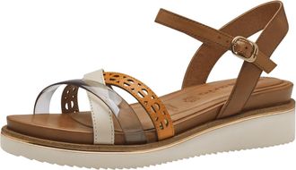 Tamaris Damen Plateau Sandalen Leder Sommer; COGNAC COMBINED/braun; 37 EU