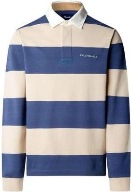 Fa&ccedil;onnable Polo droit manches longues ray&eacute; en coton
