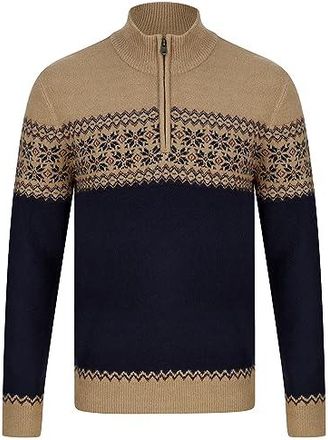 Kensington Eastside Elderside Pull col chemin&eacute;e en tricot avec fermeture &Eacute;clair 1/4 pour homme, camel, XXL