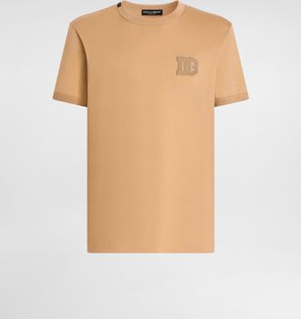 Dolce & Gabbana Cotton T-shirt With Patch - Mann T-shirts Und Polos Beige 44