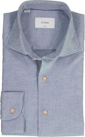 Eton Herren Hemden blau Flanell