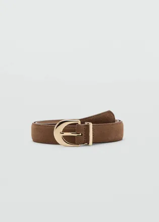 Mango Ceinture boucle ovale marron - Femme - XL - MANGO