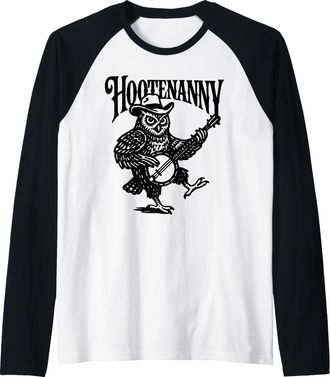 Giant Step Design Co. Hootenanny! Funny Banjo Owl Country Bluegrass Cottagecore Raglan