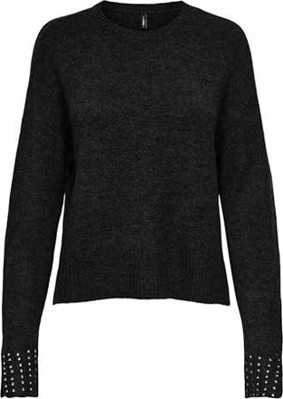Only Onlohio Ls O-Neck Bling Pullover KNT Pull, Noir, S Femme