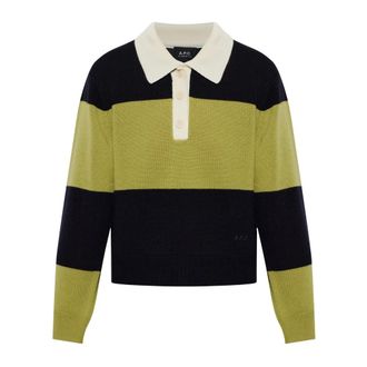 A.P.C. Louise Woll Poloshirt - - Tops - Damen - Gr&uuml;n - L