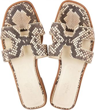 Herm&egrave;s Sandalen - Hermes Python Leather Oran Sandals (36,5) - Gr. ONE_SIZE - in Bunt - f&uuml;r Damen