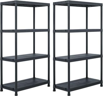 vidaXL &Eacute;tag&egrave;res de rangement 2 pcs Noir 60x30x138 cm Plastique vidaXL