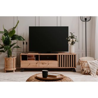 Loftscape home24 TV-Lowboard Bimeda Spanplatte MDF Mitteldichte Holzfaserplatte, beschichtet Braun 138 x 44 x 40cm