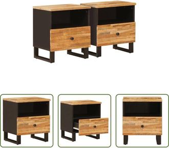 vidaXL Schrank - Bettkasten 2 pcs Braun 40 x 33 x 46 cm Massivholz Mango