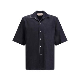 Marni Homme, Chemises, Noir, Taille: XL Chemise en Denim Col Cubain