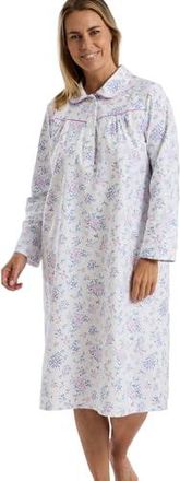 Marlon Womens Candace 45 Length Brushed Cotton Printed Peter Pan Collar Nightgown Chemise de Nuit, Bouquet Lavande, 40-42 Femme