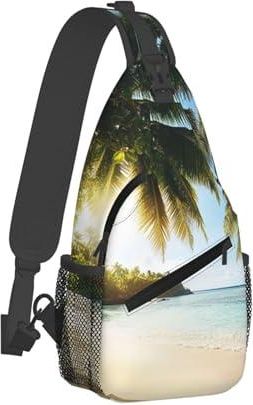 Generic Casual Sacoche Tactique Nature Nuages Ciel &Eacute;t&eacute; Sable Arbres Oc&eacute;an Mer Plage Sacs &agrave; Bandouli&egrave;re Mode Crossbody Bag pour &eacute;cole Homme Femme