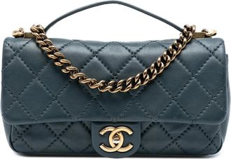 Chanel Hobo Bags - CC Quilted Calfskin Top Handle Bag - Gr. unisize - in Blau - f&uuml;r Damen