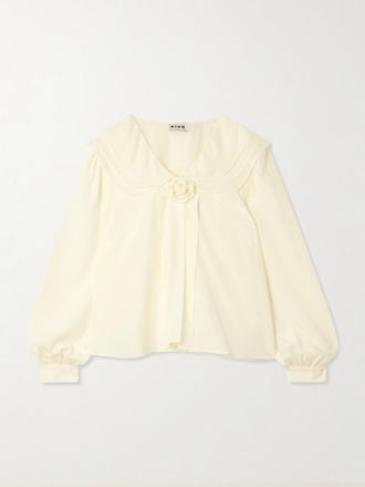 Rixo Haut En Cr&ecirc;pe De Chine De Soie &Agrave; Superposition Et &Agrave; Appliqu&eacute; Emelin - Ivoire