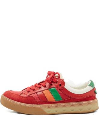 Gucci baskets ray&eacute;es &agrave; lacets - Rouge