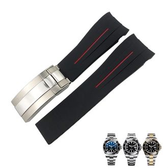 Generic 21 mm Silikon-Gummi-Uhrenarmband als Ersatz f&uuml;r Deepsea Sea-Dweller 126660, blau, schwarz, Tauchsportarmband, inklusive Werkzeug