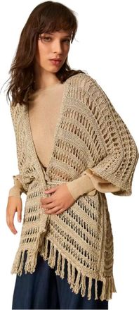Twinset Femme, Pulls, Beige, Taille: ONE Size Gilet Tricot Ajour&eacute;