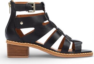 Pikolinos Damen-Gladiator-Sandalen aus schwarzem Leder mit Blockabsatz - Blanes