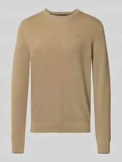 Lerros Regular Fit Strickpullover aus reiner Baumwolle mit Label-Detail