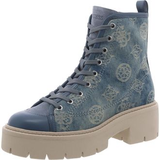 Guess Damen Shutter Springerstiefel, Blue Denim Logo, 38.5 EU