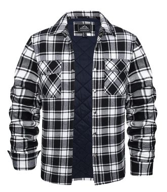 KEFITEVD Hemdjacke Herren Karo Jacke Freizeit Flanell Hemd Casual Kariert Baumwolljacke Warm Übergangsjacke Langarm Check Shirt Arbeitshemd mit Brusttaschen Sc