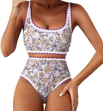 Generic Ensemble bikini pour femme - &Eacute;l&eacute;gant et sexy - Deux pi&egrave;ces - Triangle - Col en V - Maillot de bain push-up - Maillot de bain incurv&eacute; - Haut de bikini 