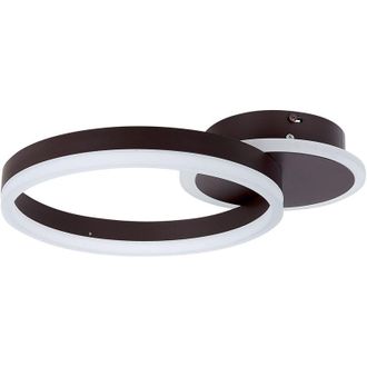 Beliani Beliani - Plafonnier Moderne avec 2 Lumi&egrave;res led en Alu Marron Ronds D&eacute;coratifs Attach&eacute;s Glyde