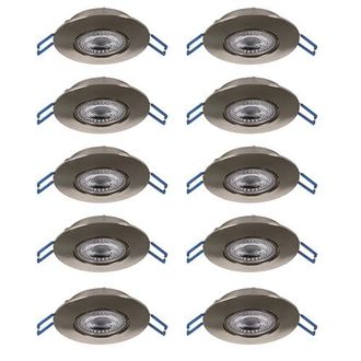 Eglo 10er Set LED Einbaustrahler Cedrez, Ø 9 cm, Deckenspots extra-flach, Deckenstrahler mit Dip Switch, Kunststoff in Silber, warmweiß, neutralweiß, kaltw