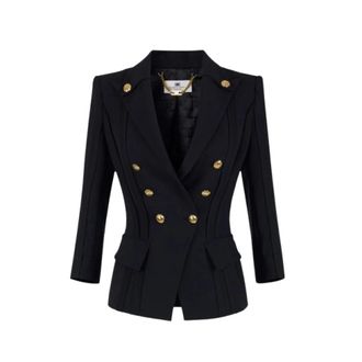 Elisabetta Franchi Double-Stretch-Cr&ecirc;pe-Jacke - - Jackets - Damen - Schwarzk - M