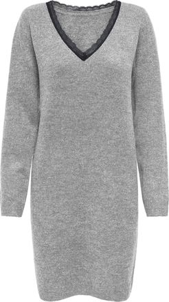 Only Damen Onltammy Ls Revers Lace Dress Bf KNT, Light Grey Melange, X-Small
