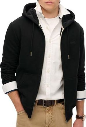 Superdry Essential Logo Zip Hoodie HB Sweater, Black, M Mens