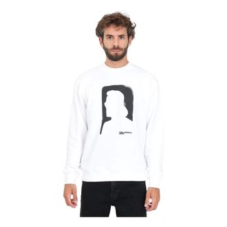 Karl Lagerfeld Homme, Sweatshirts et sweats &agrave; capuche, Blanc, Taille: S SweaT-shirt ras du cou avec imprim&eacute; portrait