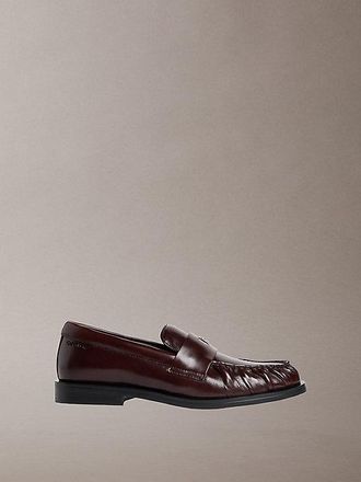 Calvin Klein Moses - Penny Loafers Aus Leder Mit Plissiertem Zehenbereich - Bordeaux - Damen - EU 36
