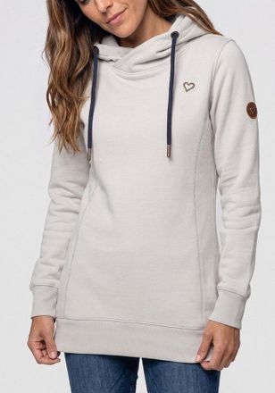Alife And Kickin Kapuzensweatshirt AlvaAK A schlichtes Kapuzensweatshirt mit Herz-Aufn&auml;her, l&auml;nger geschnitten