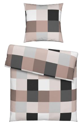 Novel Bettw&auml;sche, Taupe, Textil, Karo, 135x200 cm, pflegeleicht, atmungsaktiv, schadstoffgepr&uuml;ft, Schlaftextilien, Bettw&auml;sche, Bettw&auml;sche