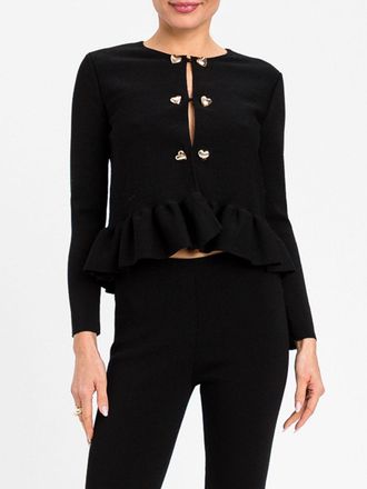 Twinset Lang&auml;rmliger -Cardigan aus Viskosemischung mit Herzkn&ouml;pfen