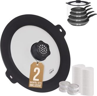 STONELINE Smell Well Couvercle en verre multifonction, pour &oslash; 22/24/26/28 cm, avec cartouche Smell Well comme filtre &agrave; odeurs ou avec fonction Aroma, incl. 2 Sm