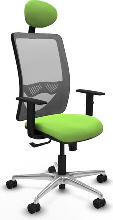 Piqueras y Crespo Stuhl mit Lendenverstellung Zulema mit 1D-Armlehnen und festem Kopfteil, ausgestattet mit Sincro 3 Positionen und Schneideschaum. Mit Rollen von 65 mm