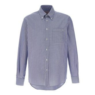 Valentino Garavani VLogo Besticktes Baumwollhemd - - Shirts - Herren - Blau - XL