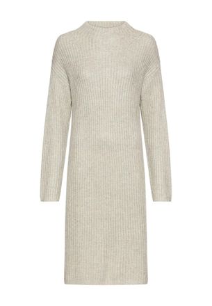 Camel Active Damen Strickkleid mit Rundhalsausschnitt Hellgrau, Womenswear-S