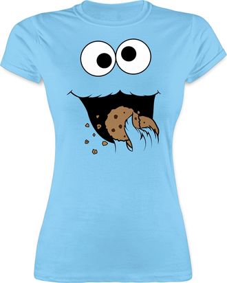 Shirtracer Shirt Damen - Karneval & Fasching - Keks Monster I Kr&uuml;melmonster I Cookie Monster Fastnacht I Fasnacht I Fasnet - XXL - Hellblau - Partner t-Shirts f&uuml;