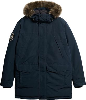 Superdry Parka Everest avec fausse fourrure - Homme - Manteaux - Bleu - Taille: L