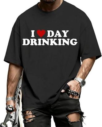 Generic T-shirts amusants pour hommes - Lettres imprim&eacute;es col rond en coton T-shirts d&eacute;contract&eacute;s tendance tendance coupe ample T-shirt quotidien vacances, No