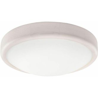 Licht-Erlebnisse Deckenlampe E27 &Oslash; 27 cm Wei&szlig; Holz Modern Deckenleuchte