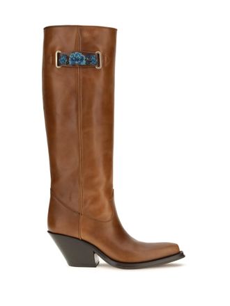 Chlo&eacute; Womens Over-The-Knee Azelan Leather Boots Amber Brown Calf