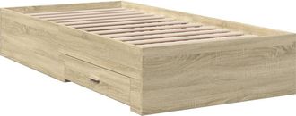 Generic Klassischer Doppelbettrahmen mit Schublade und Stauraum - Beton, Holzwerkstoffe und Sperrholzlatten f&uuml;r Jugendliche und Erwachsene (100 x 200 cm)