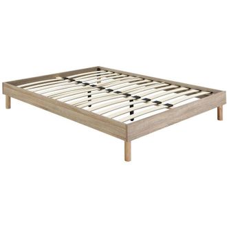 Vente-Unique Vente-Unique - Sommier &agrave; lattes 140 x 190 cm - Naturel clair - 26 lattes actives - Charge maximale 350 kg - Pieds bois d&eacute;co