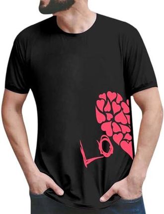 Generic T-shirt &agrave; manches courtes imprim&eacute; pour la Saint-Valentin 2026 pour hommes et femmes, haut &eacute;l&eacute;gant pour jeunes, Noir, 3XL