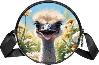 Generic Sac &agrave; bandouli&egrave;re rond pour femme, petit sac &agrave; bandouli&egrave;re avec fermeture &eacute;clair et bretelles r&eacute;glables style d&eacute;contract&eacute; pour femmes et filles