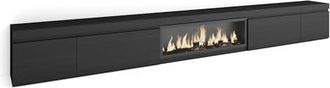 Skraut Home | TV-Schrank, Lowboard | f&uuml;r Wohnzimmer und Esszimmer | 368x45x35 | Elektrokamin XXL | Moderner Stil | Schwarz